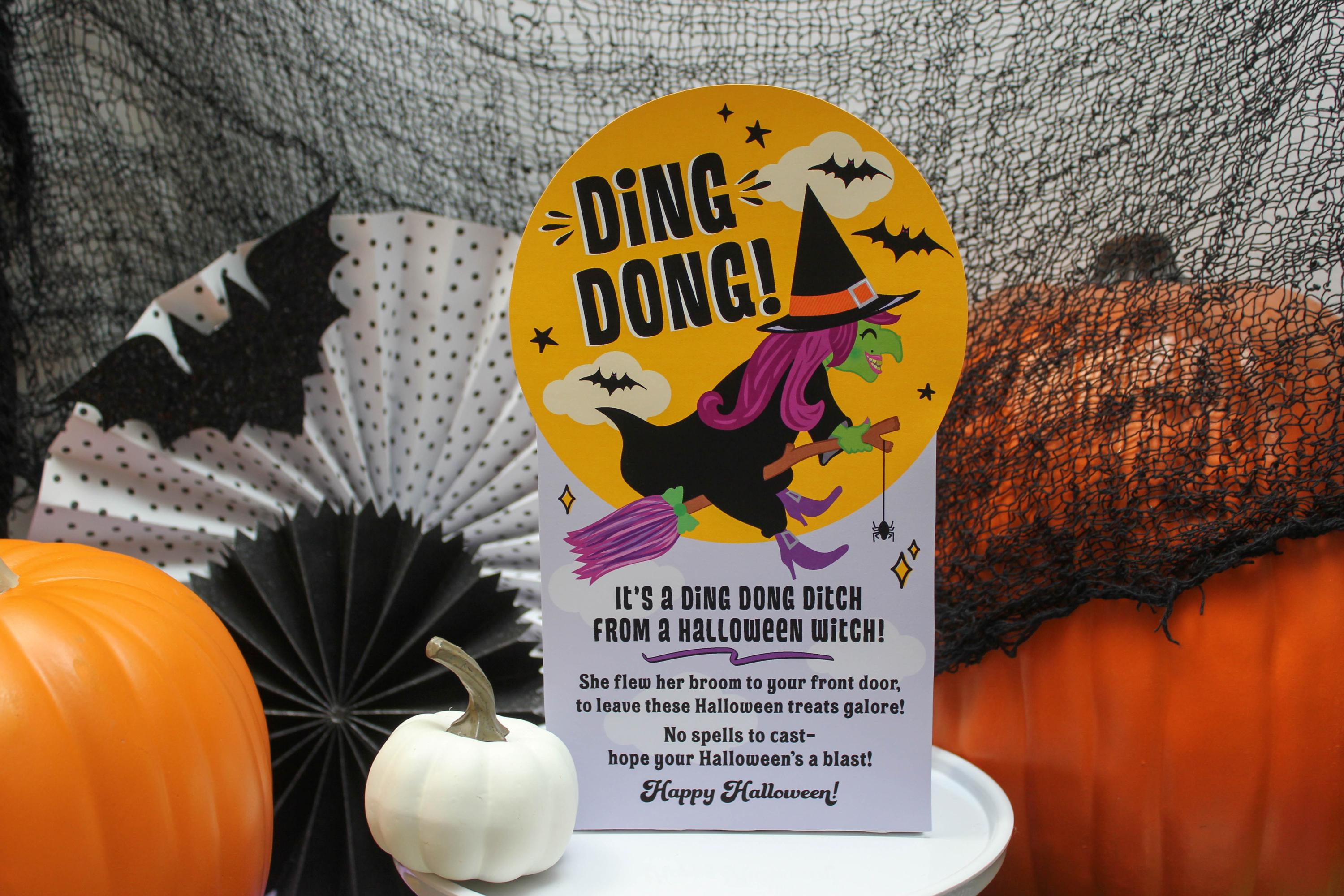 Ding Dong Ditch Halloween Printable, Front Porch Halloween Door Drop ...