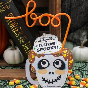 Crazy Straw Halloween Printable, Halloween Gift, Gift Tag, Party Favor ...