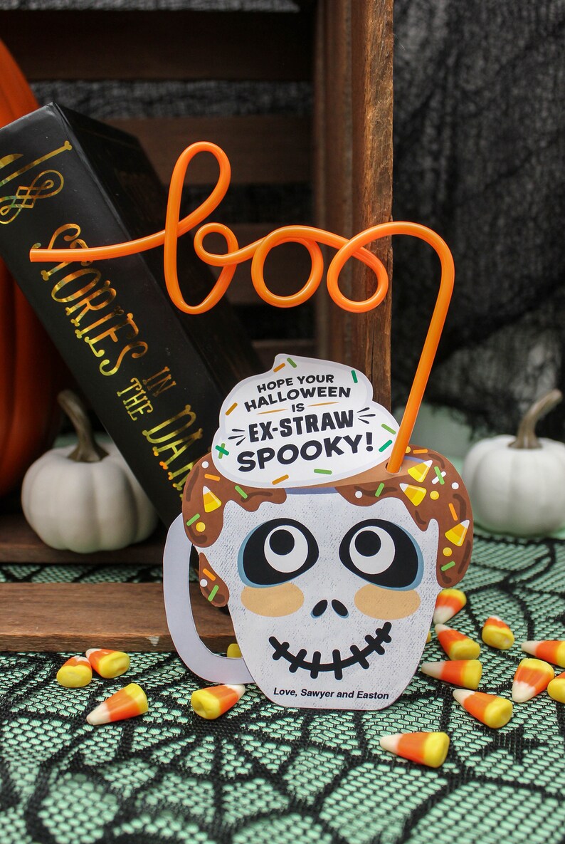 Crazy Straw Halloween Printable, Halloween Gift, Gift Tag, Party Favor ...