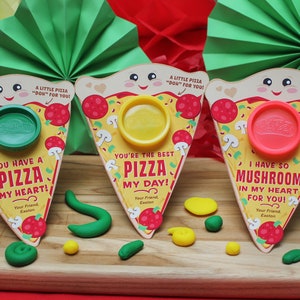 Pizza Play Dough Valentine Printable, Non-candy Valentine, Printable ...