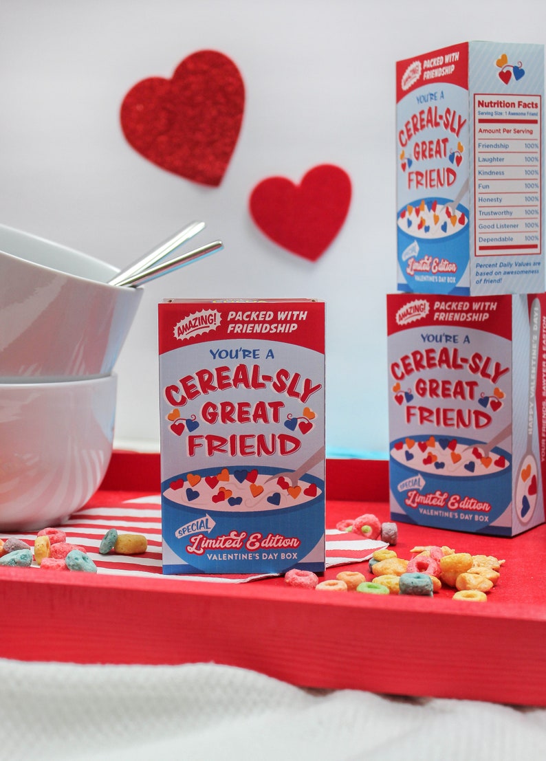 Mini Cereal Box Kids Valentines Printable Label to Wrap - Etsy Singapore
