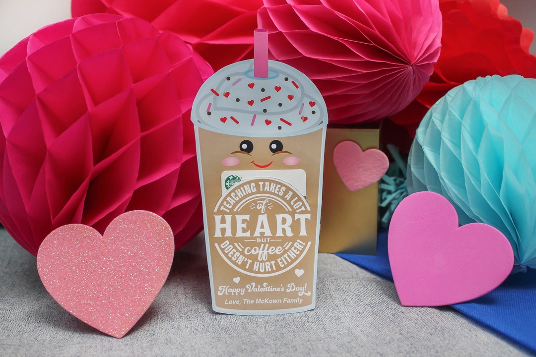 Teacher Coffee Valentine, Teacher Gift, Teacher Valentine, Gift Card ...