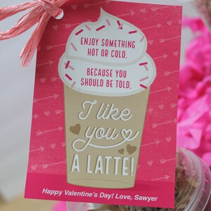 Latte Valentine Gift Tag Printables, Teacher Gift, Co-worker Gift ...
