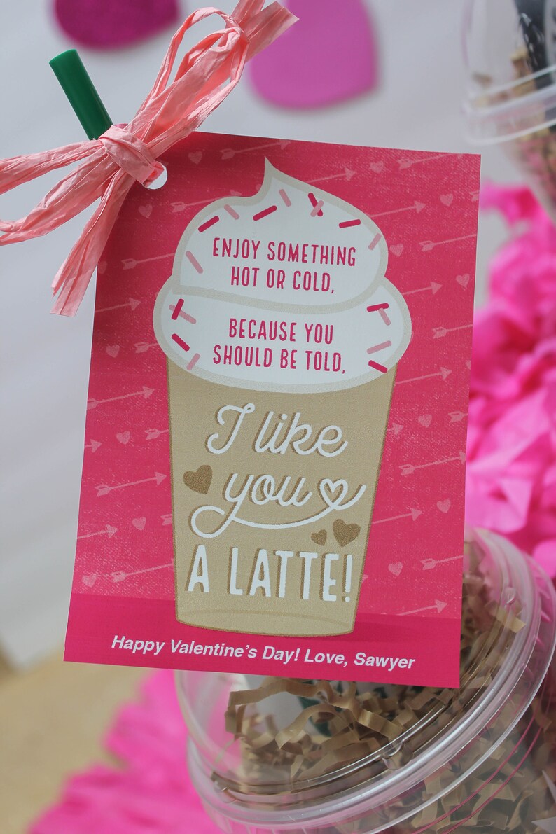 Latte Valentine Gift Tag Printables, Teacher Gift, Co-worker Gift ...