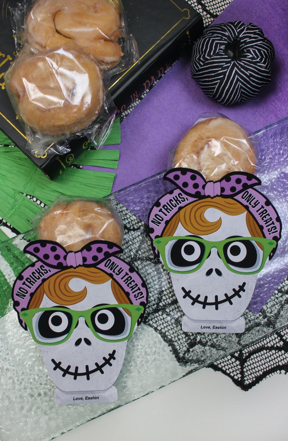 Skeleton Cinnamon Roll Halloween Treat Printable, Halloween Treat Bag ...