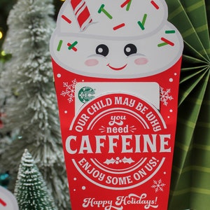 Need Caffeine Holiday Coffee Gift Card Printable, Teacher Gift, Teacher ...