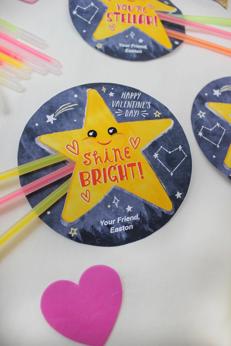 Shooting Star Valentine Glow Stick Valentine Kids Valentine | Etsy