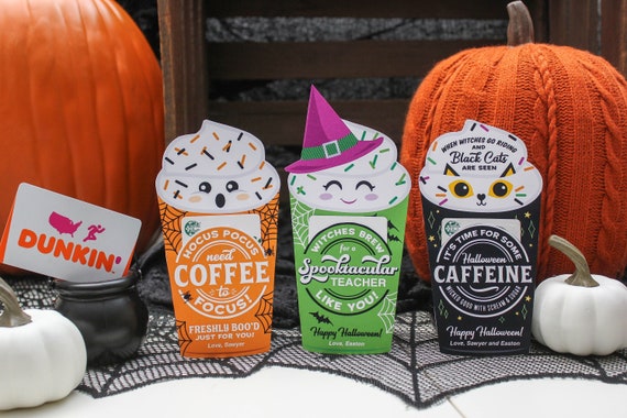 Halloween Coffee Gift Card printable, teacher gift, staff gift ...