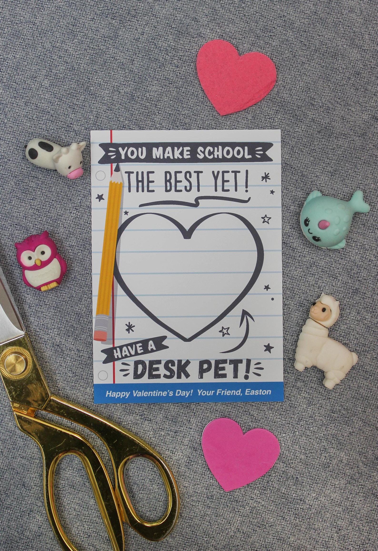 Desk Pet Kids Valentine, Desk Pet, Pocket Pet, Valentine Printable ...