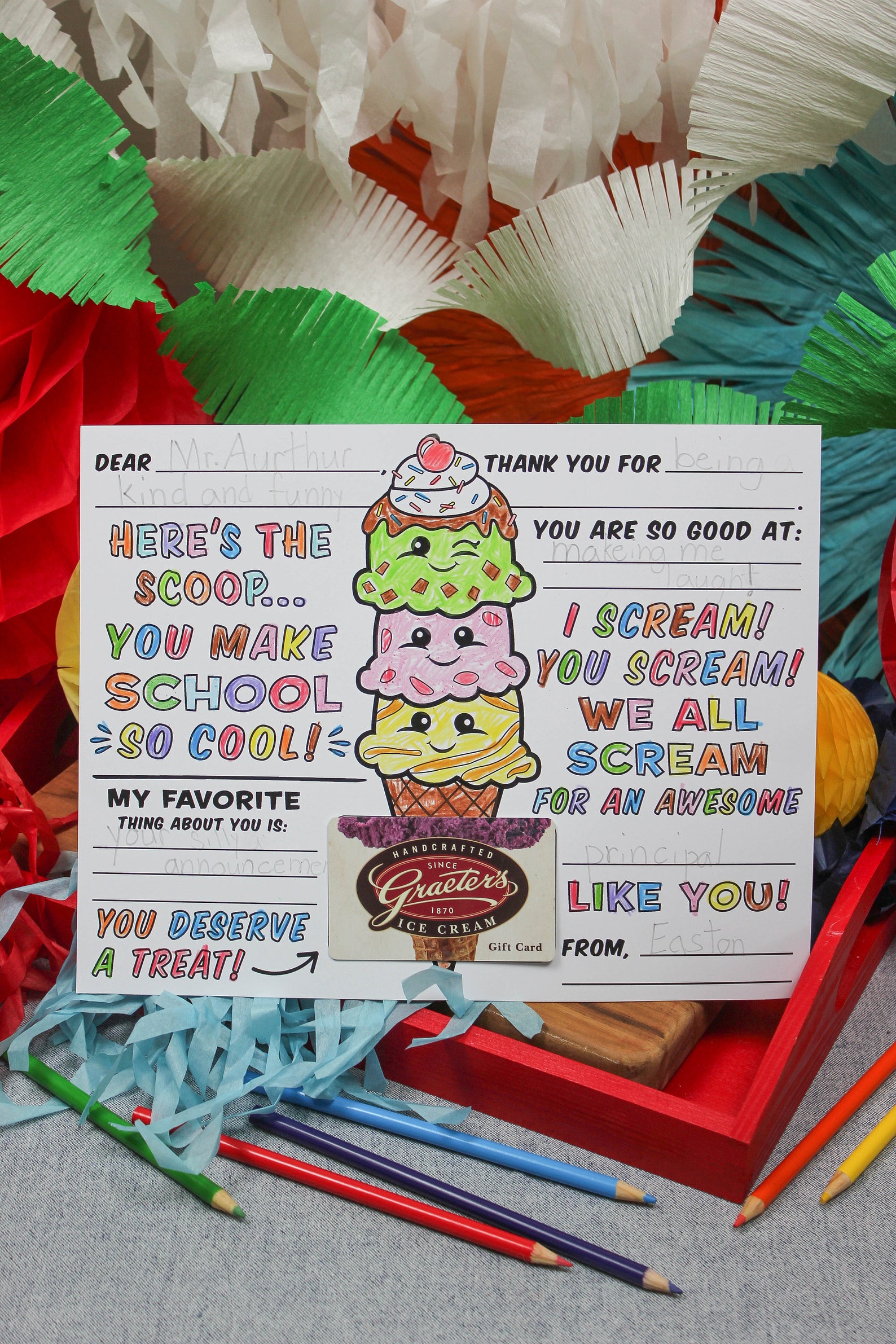 Ice Cream Teacher Appreciation Coloring Page & Gift Card Holder ...