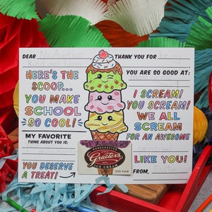 Ice Cream Teacher Appreciation Coloring Page & Gift Card Holder ...