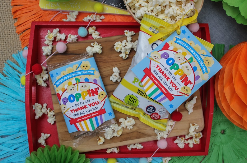 Popcorn Teacher Appreciation Printable, Teacher Gift, Popcorn, Gift Tag ...
