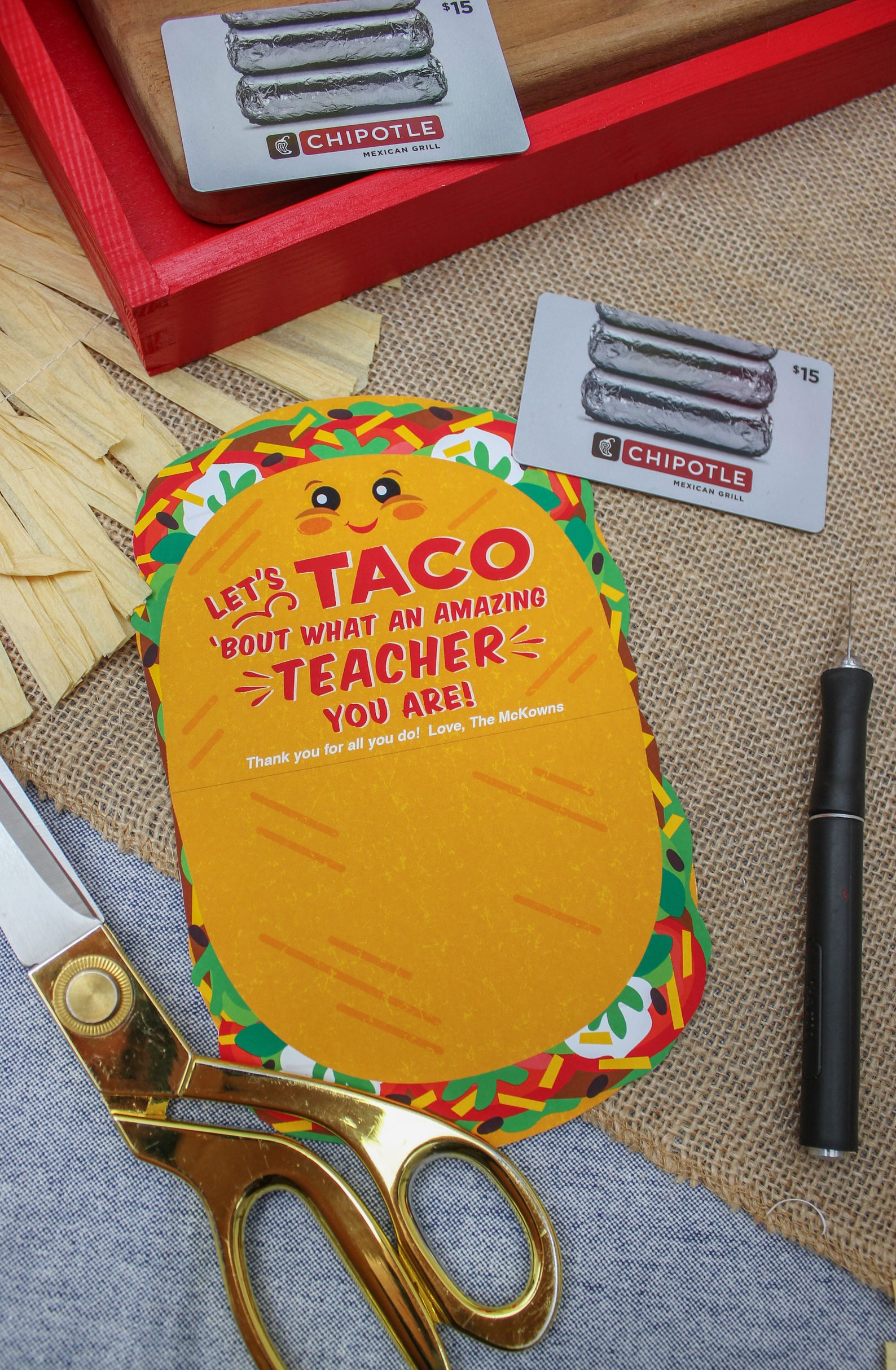 Taco and Burrito Teacher Gift Card Holder Printable, Instant Download ...