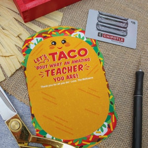 Taco and Burrito Teacher Gift Card Holder Printable, Instant Download ...
