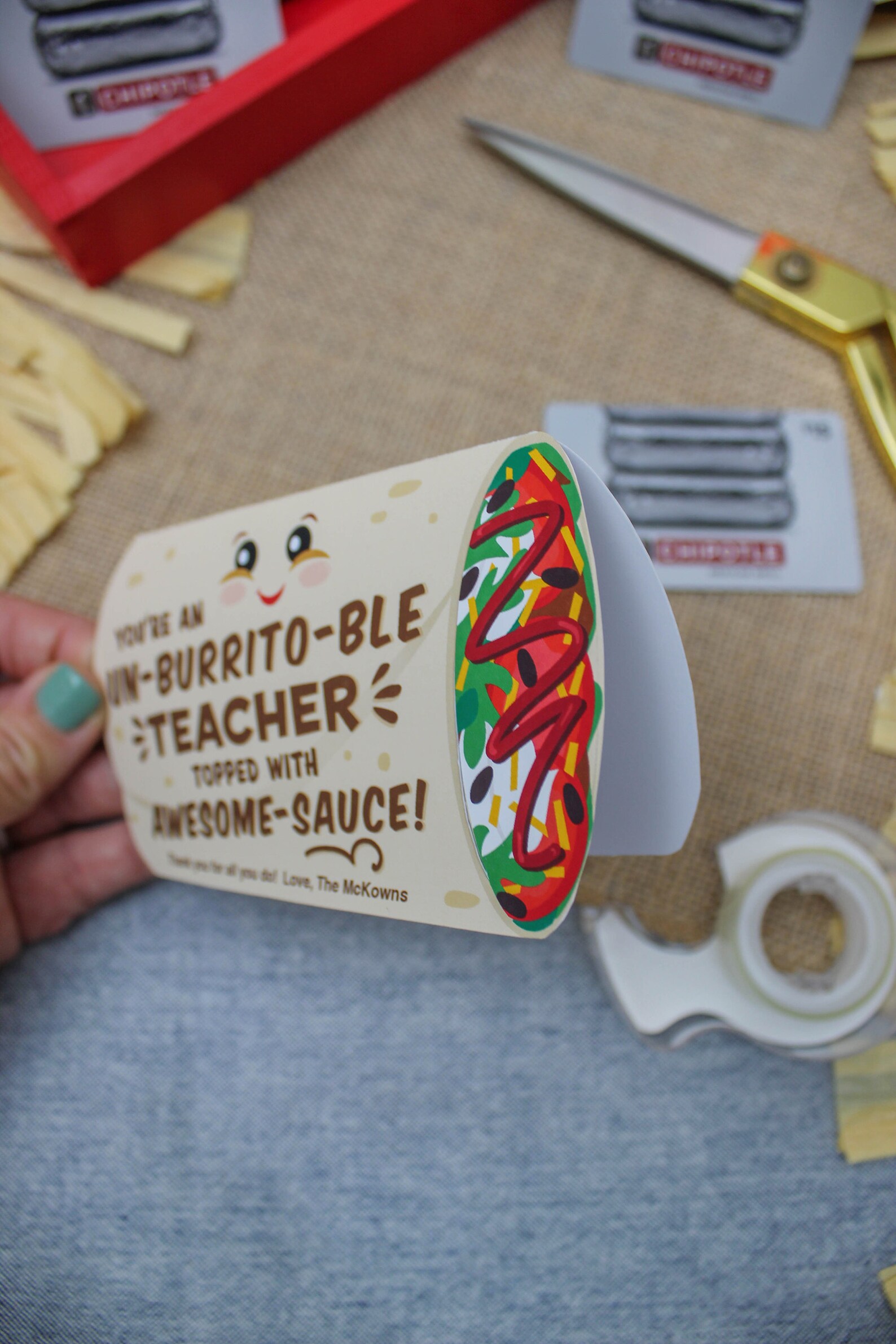 Taco and Burrito Teacher Gift Card Holder Printable, Instant Download ...