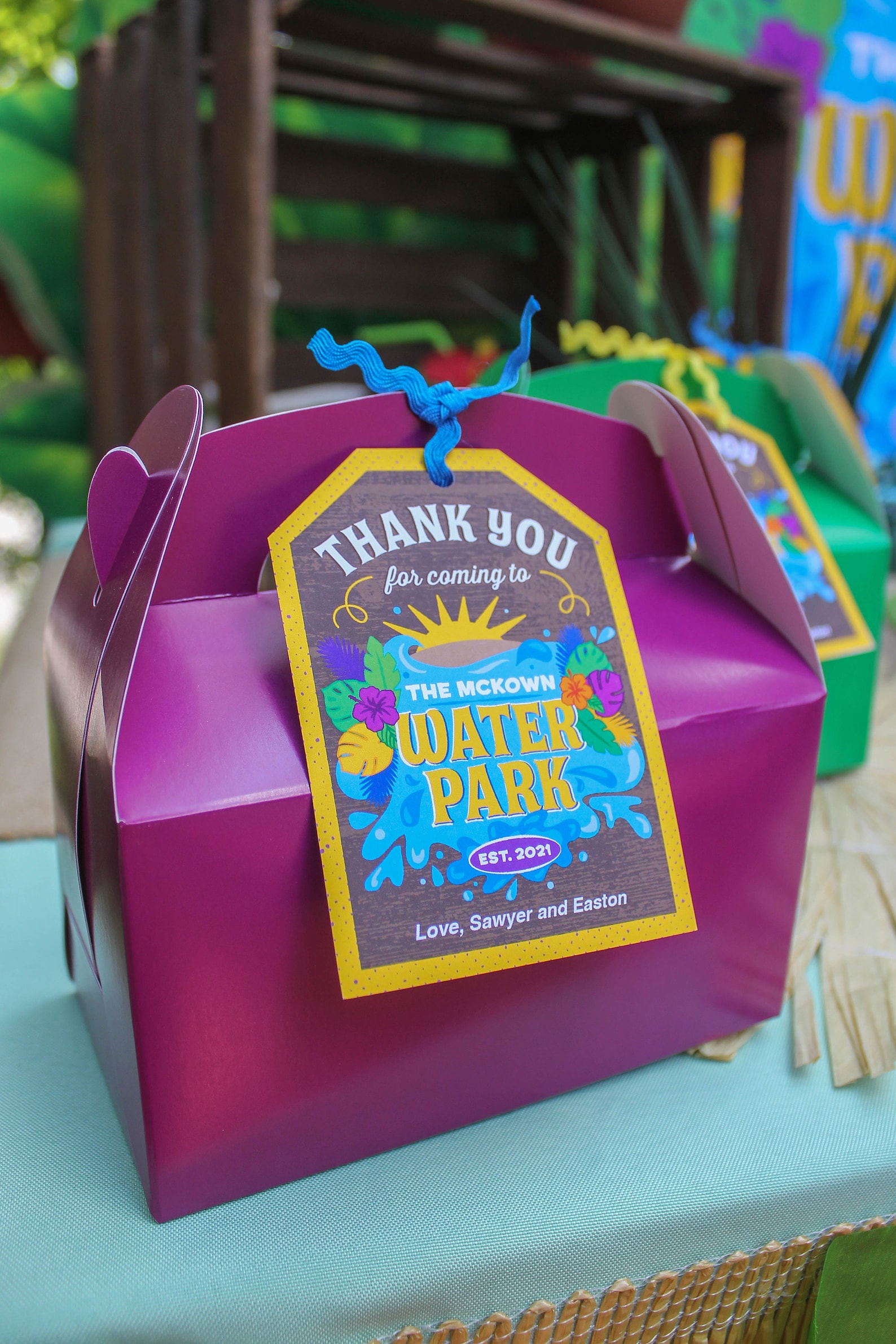 Water Park Party Gift Shop Sign and Thank You Tag Printables, Water ...