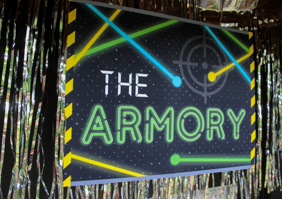 Laser Tag Party Decoration Printables, the Armory Party Sign, Party ...