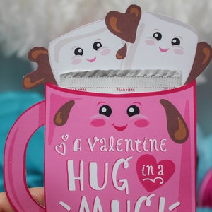 Hot Cocoa Kids Valentine Printable, Hug in a Mug, Hot Chocolate ...