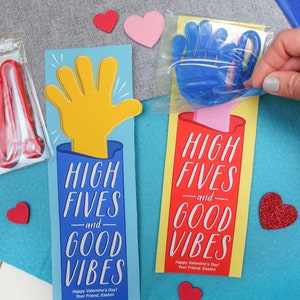High Five Valentine, Sticky Hand Valentine, Valentine Printable, Kids ...