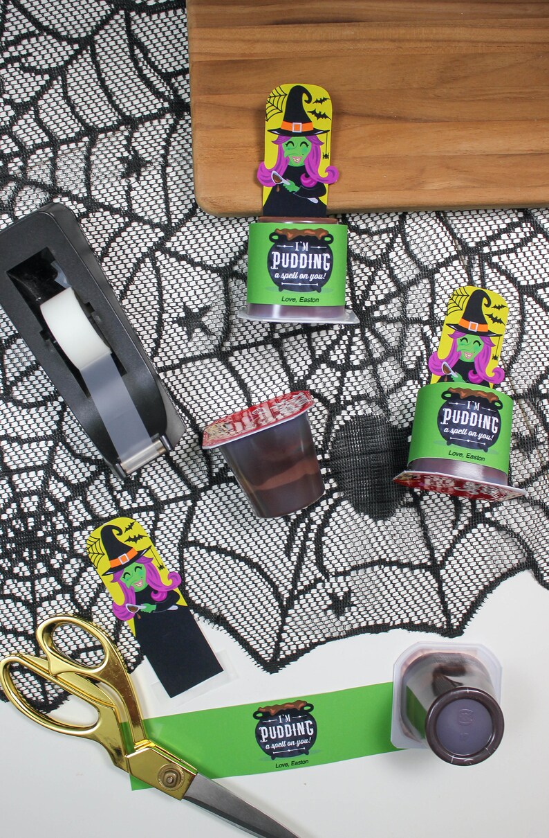 Witch Pudding Cup Halloween Treat Printables Classroom - Etsy