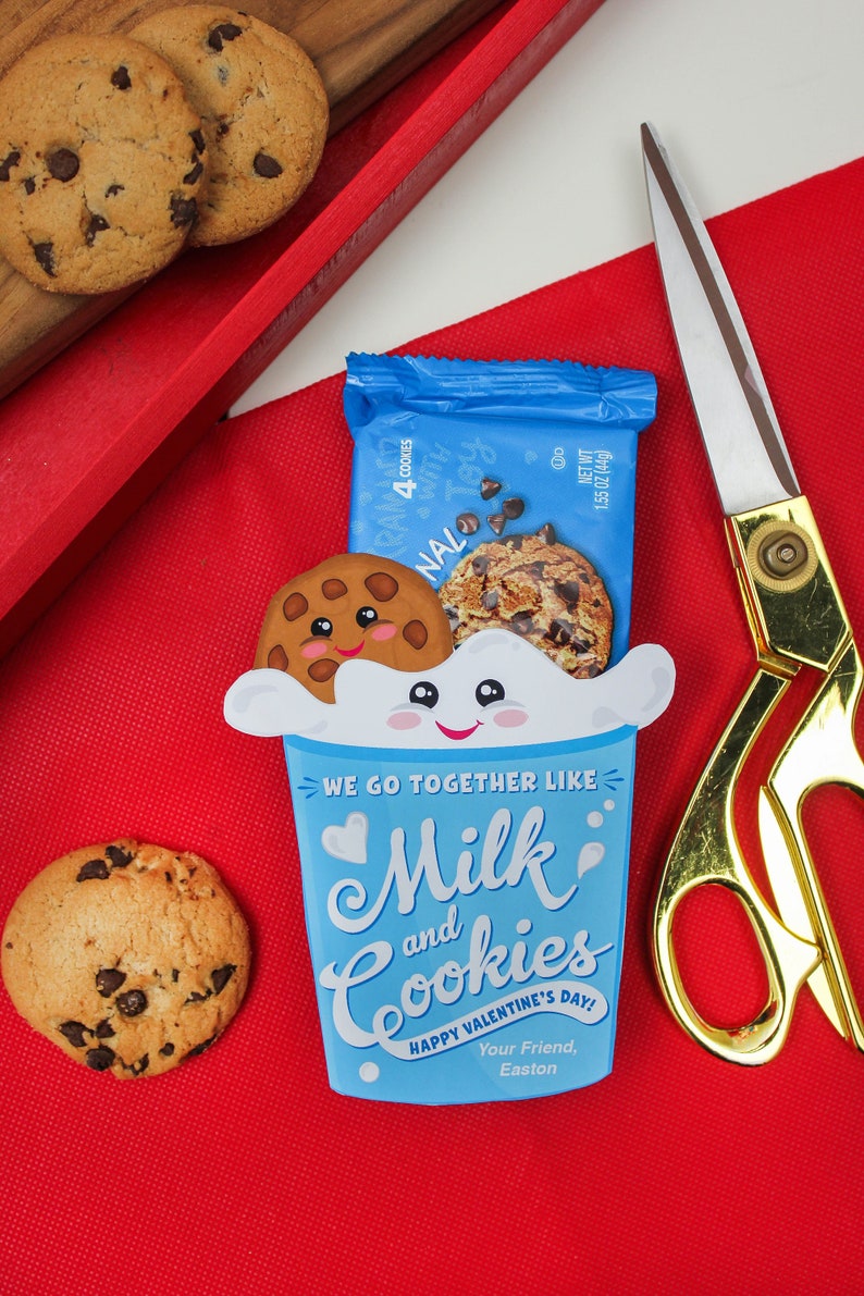 Cookies and Milk Kids Valentine Printables for Chips Ahoy - Etsy
