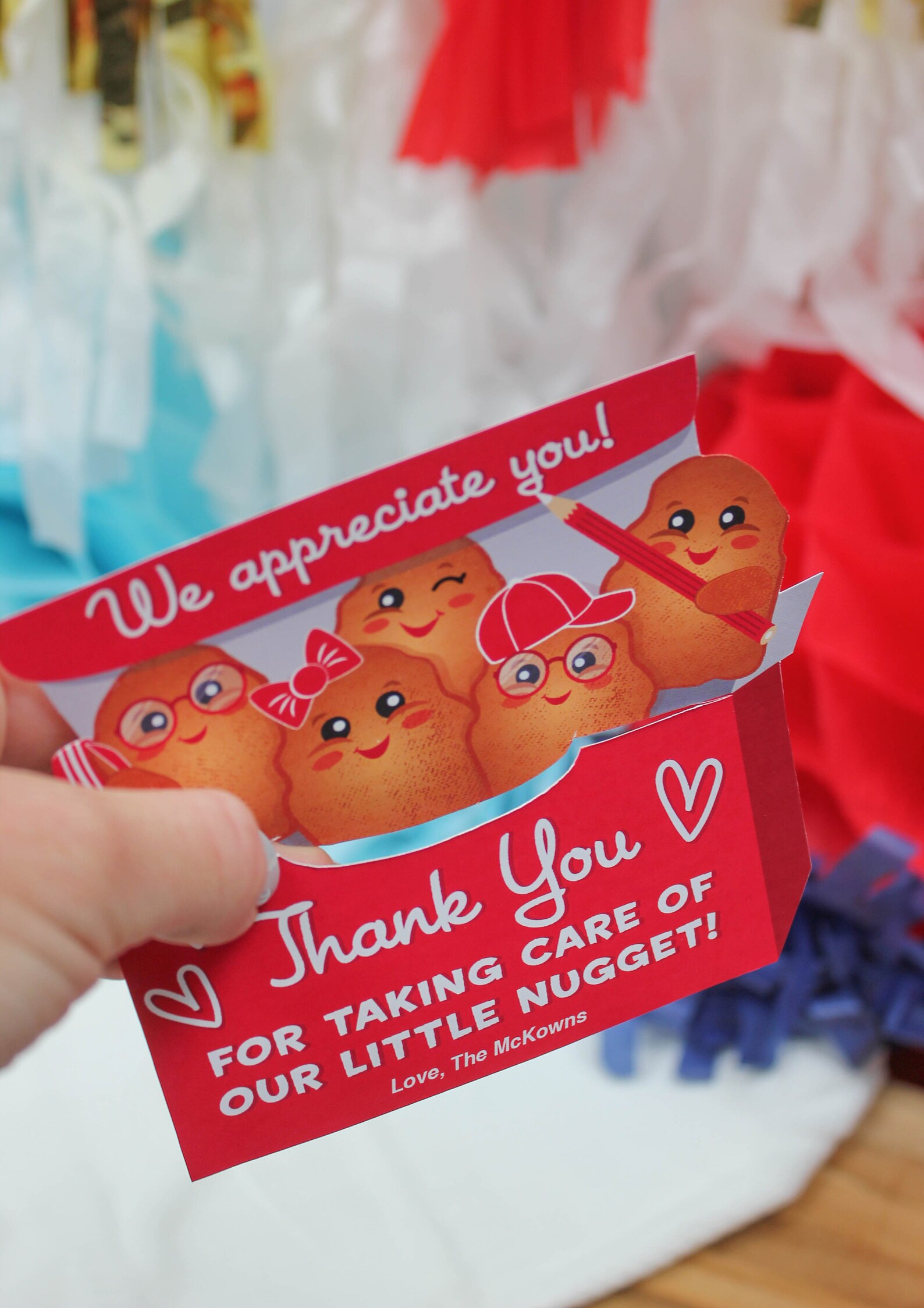 Teacher Appreciation Chicken Nugget Gift Card Holder (editable PDF) - Etsy