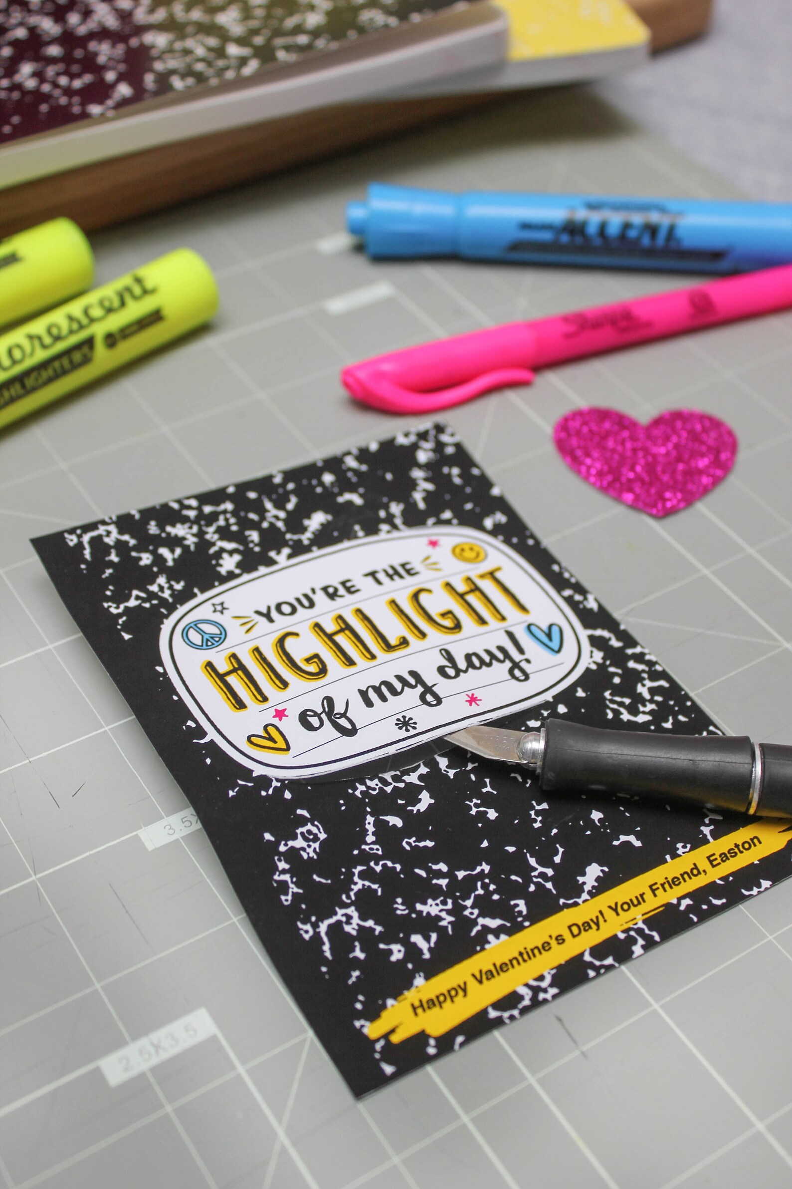 Highlighter Valentine Printable, Kids Valentine, Tween Valentine ...