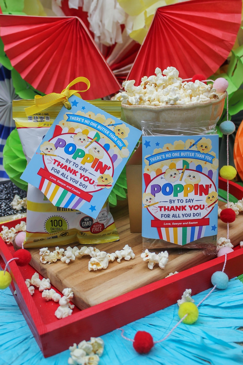 Popcorn Teacher Appreciation Printable, Teacher Gift, Popcorn, Gift Tag ...