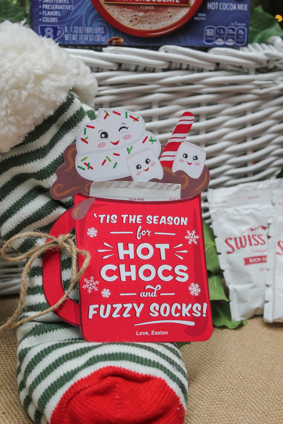 Hot Chocs & Fuzzy Socks Christmas Gift Tag Printable, Hot Cocoa ...