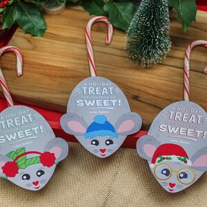 Christmas Mice Candy Cane Treat Printable, Christmas Gift Tag, Treat ...