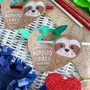 Sloth Kids Valentine, Sloth Pencil Hugger, Pencil, Sloth, Classroom ...