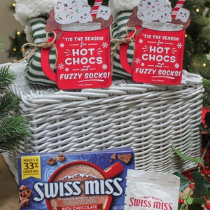 Hot Chocs & Fuzzy Socks Christmas Gift Tag Printable, Hot Cocoa ...