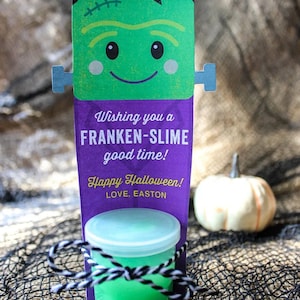 Franken-slime Halloween Treat Printable Tag, Classroom Halloween Treat ...
