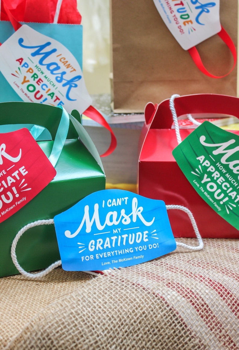 Can't Mask Our Gratitude PRINTABLE Gift Tag Mask Gift - Etsy