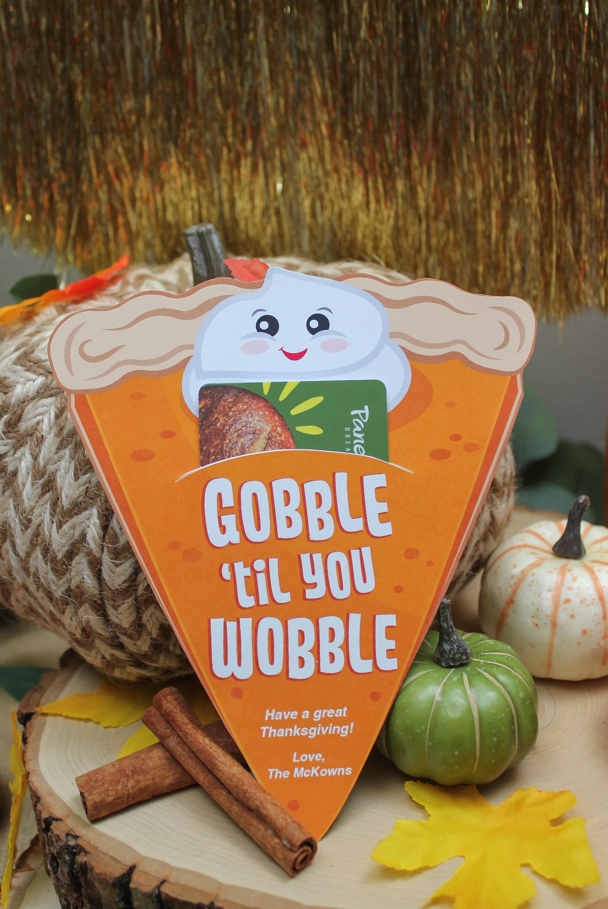 Pumpkin Pie Gift Card Holder Printable, Thanksgiving Gift Card Holder ...