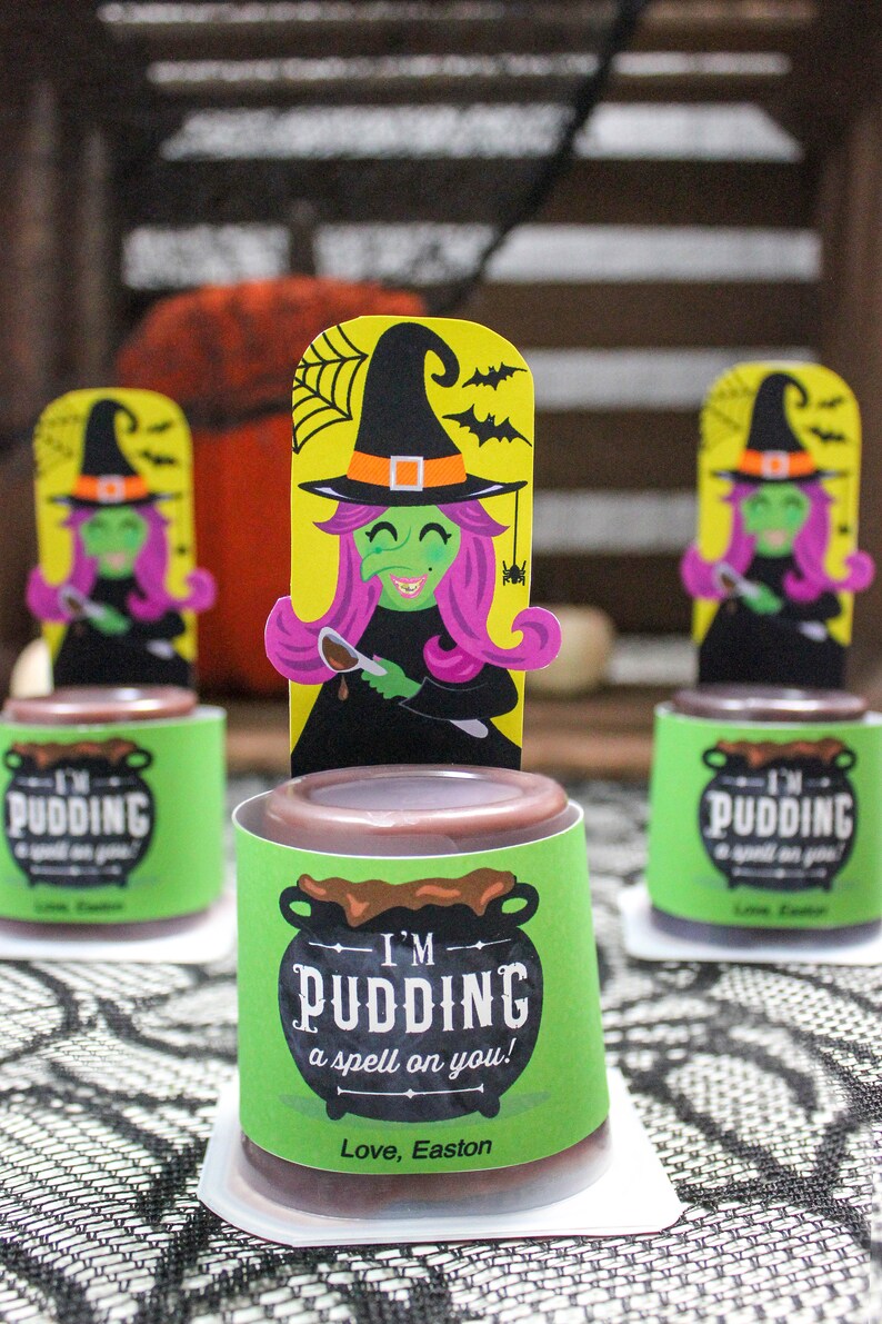 Witch Pudding Cup Halloween Treat Printables Classroom - Etsy