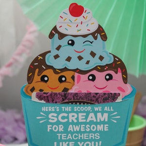 Ice Cream Gift Card Holder Printable, Teacher Gift, Teacher ...