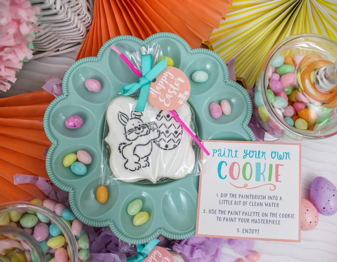Happy Easter Tag With Coordinating "paint Your Own Cookie" Instruction ...