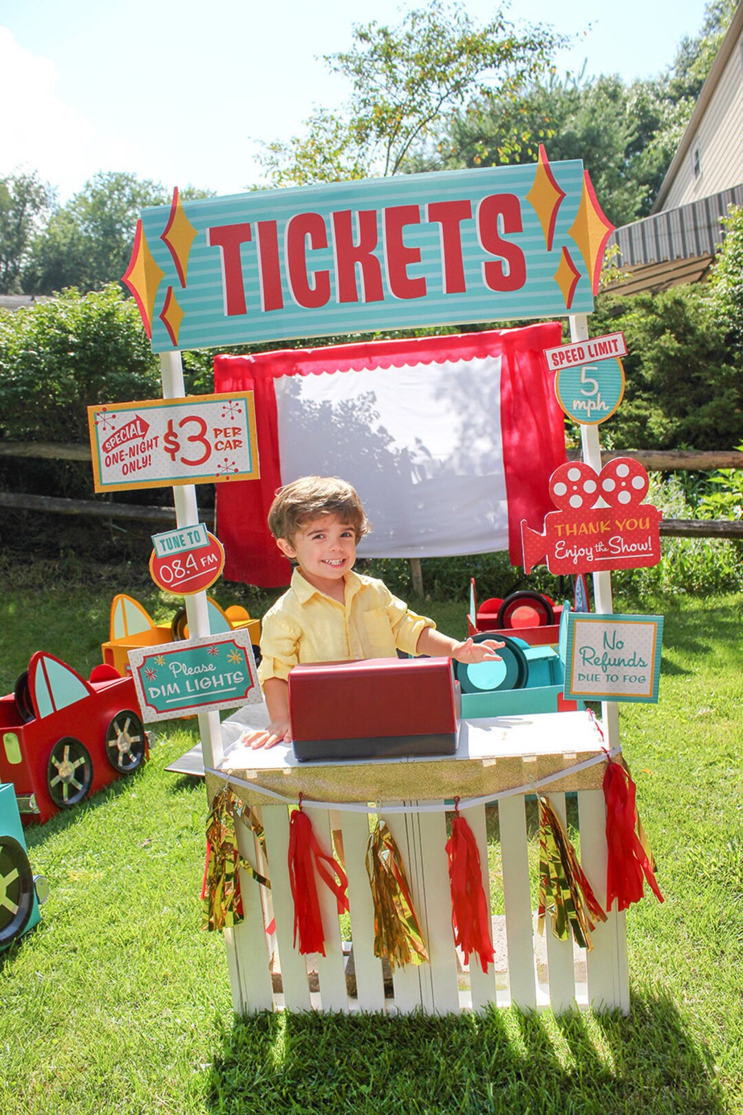 Retro Drive-in Movie Birthday Party Ticket Booth Printable Signs ...