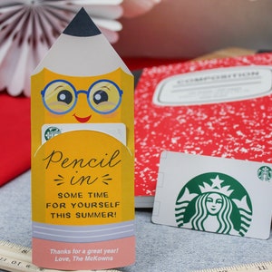 Pencil Gift Card Holder Printable, Teacher Gift, Teacher Appreciation ...