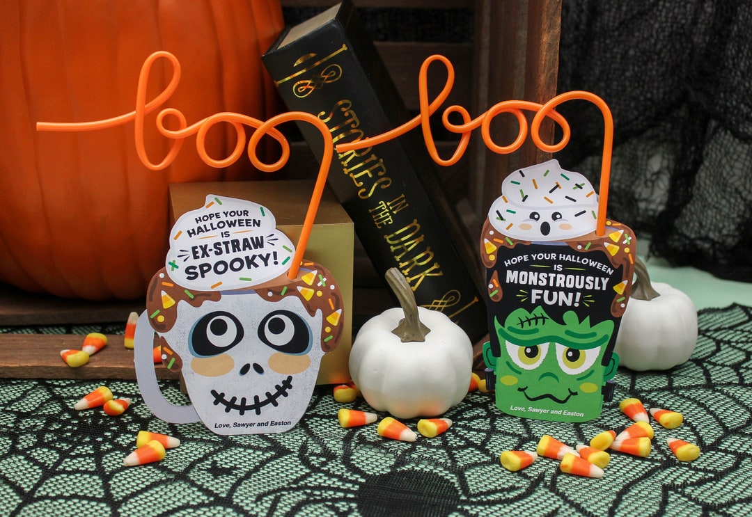 Crazy Straw Halloween Printable, Halloween Gift, Gift Tag, Party Favor ...