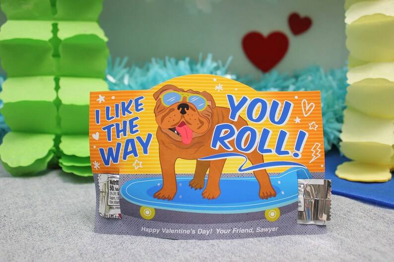 Bulldog Valentine Skateboard Valentine Fruit Rollup - Etsy