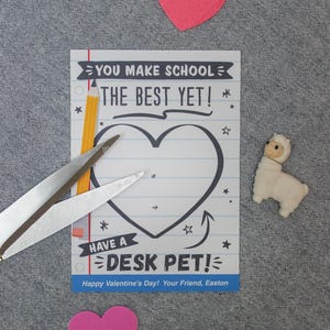 Desk Pet Kids Valentine, Desk Pet, Pocket Pet, Valentine Printable ...