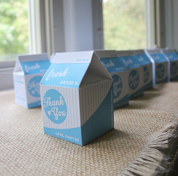 Milk and Cookies Thank You Milk Carton Favor Box and Cookie Tags ...