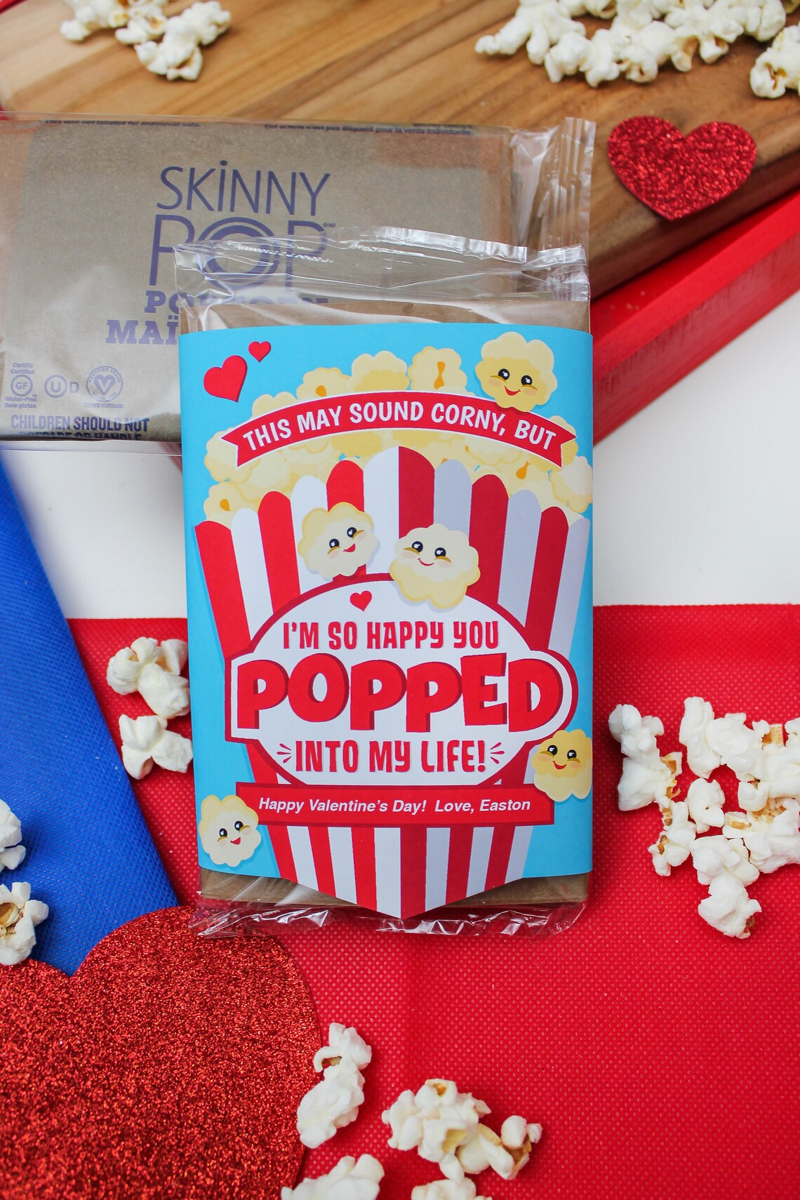Popcorn Valentine Printable Kids Valentine's Day Card - Etsy
