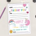 Unicorn and Rainbow Thank You Printable, Thank You Cards for Kids, Fill ...