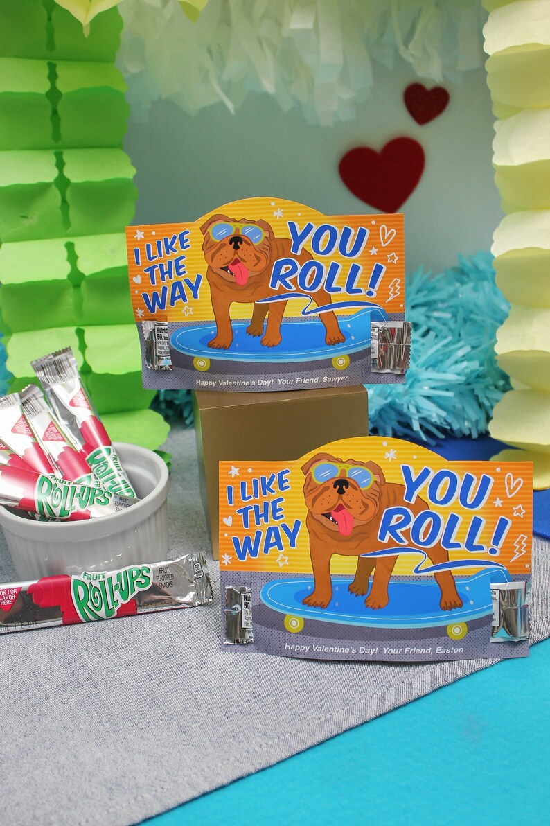 Bulldog Valentine Skateboard Valentine Fruit Rollup - Etsy
