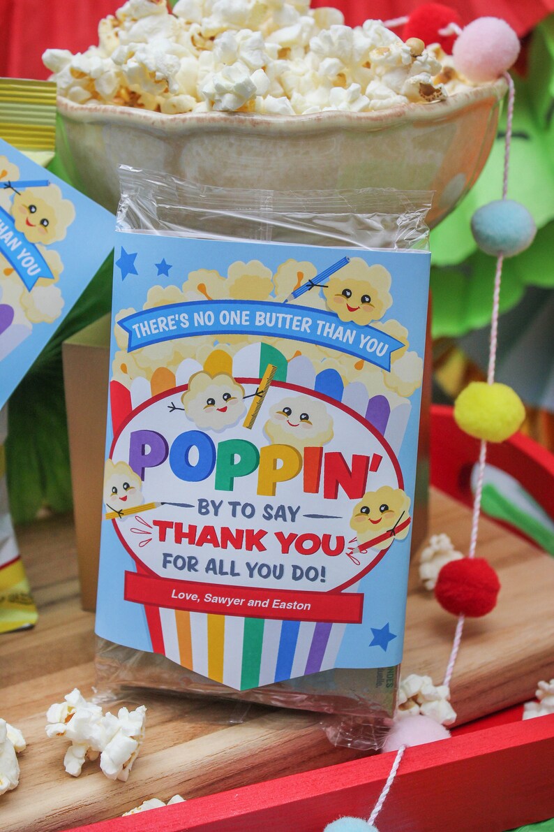 Popcorn Teacher Appreciation Printable Teacher Gift Popcorn - Etsy