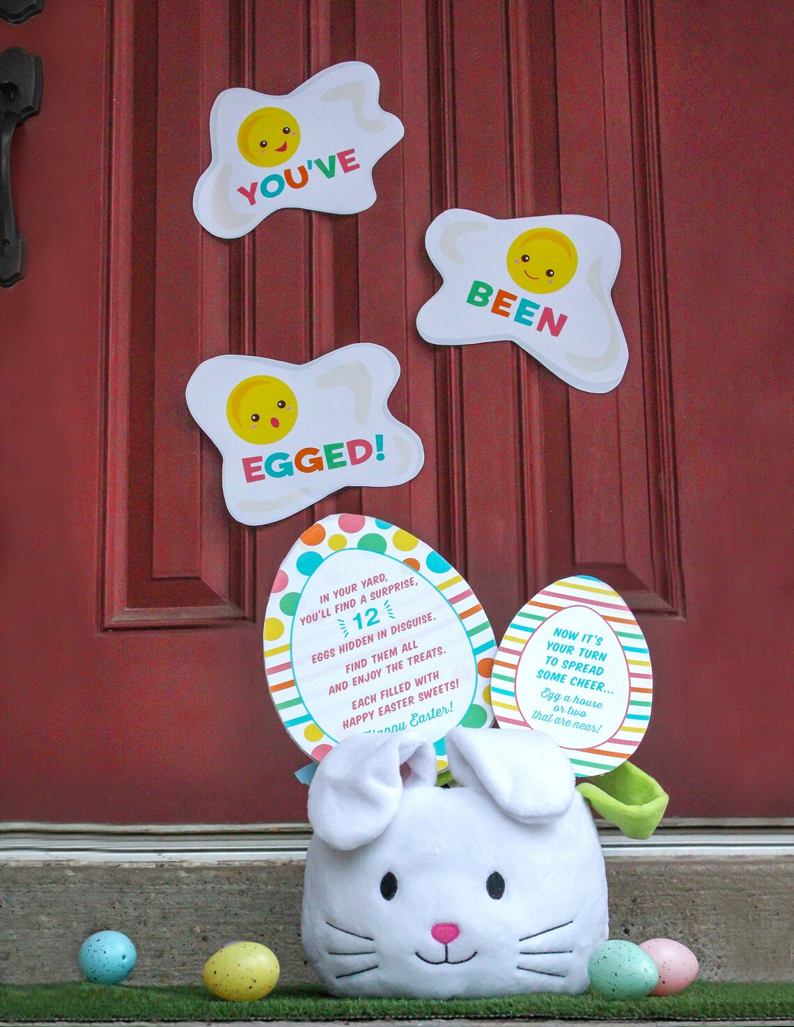 You've Been Egged Easter Printables, Front Porch Easter Egg Hunt Idea ...