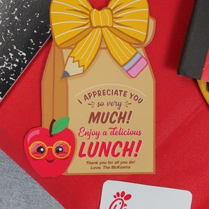 Teacher Appreciation Lunch Bag Gift Card Holder Printable, Restaurant ...